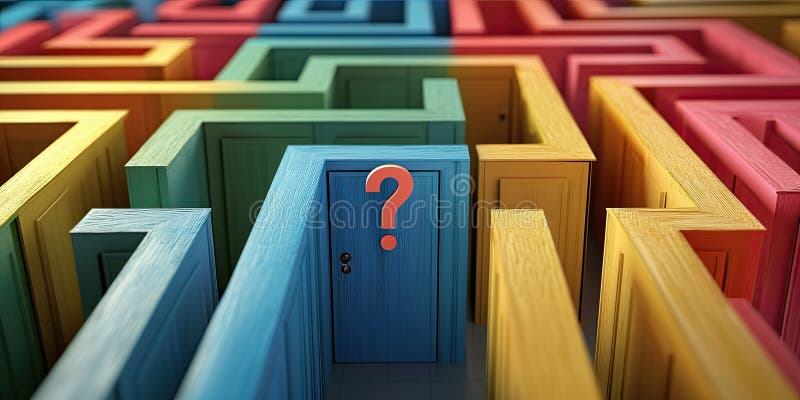 A Metaphorical Maze of Colorful Doors, Each Marked with a Question Mark ...