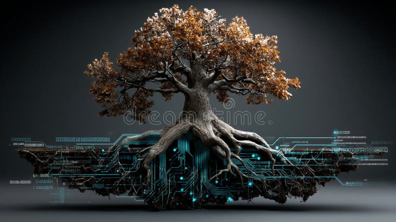 Metaphorical Tree with Data Roots Symbolizes Connection between Nature ...