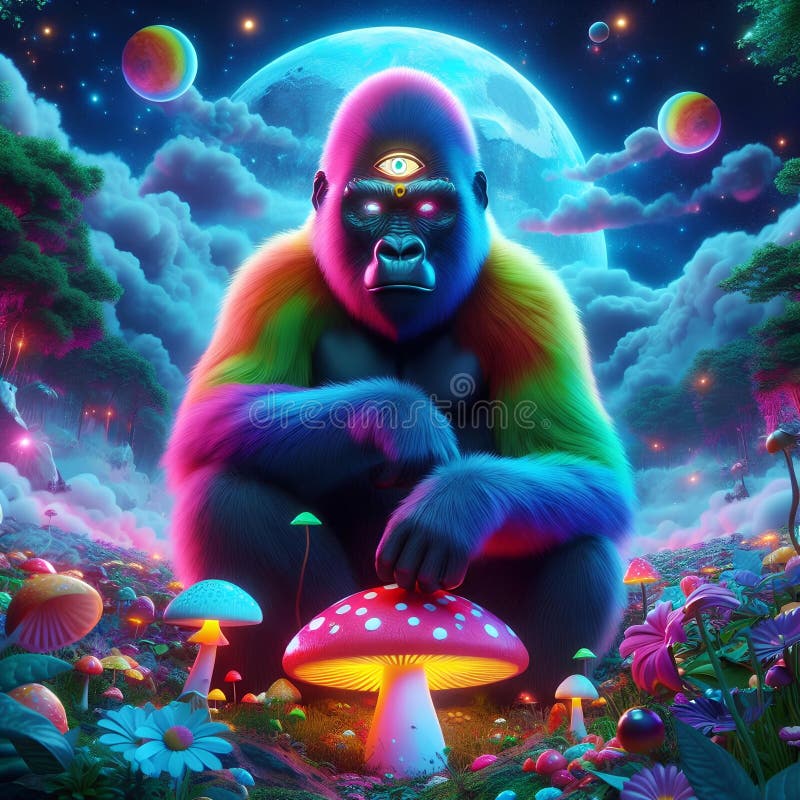 Metaphysical Gorilla in the Magical World Stock Illustration ...