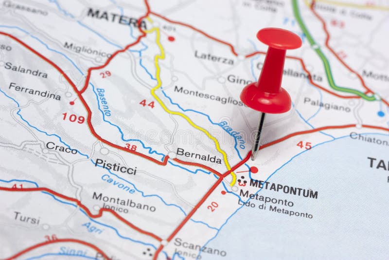 Metaponto Italy on a Map stock photo. Image of cascina - 83421786