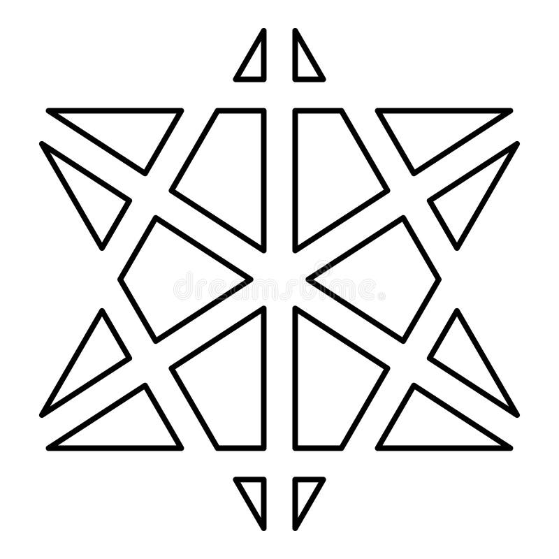Metatron Cube Sacred Geometry Contour Outline Line Icon Black Color ...