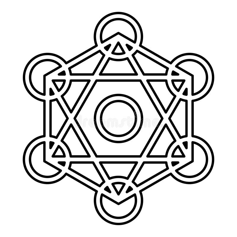Metatron Cube Sacred Geometry Contour Outline Line Icon Black Color ...