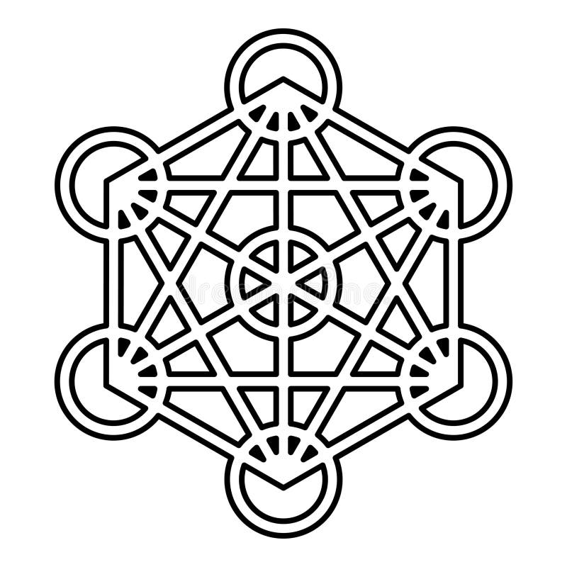 Metatron Cube Sacred Geometry Contour Outline Line Icon Black Color ...