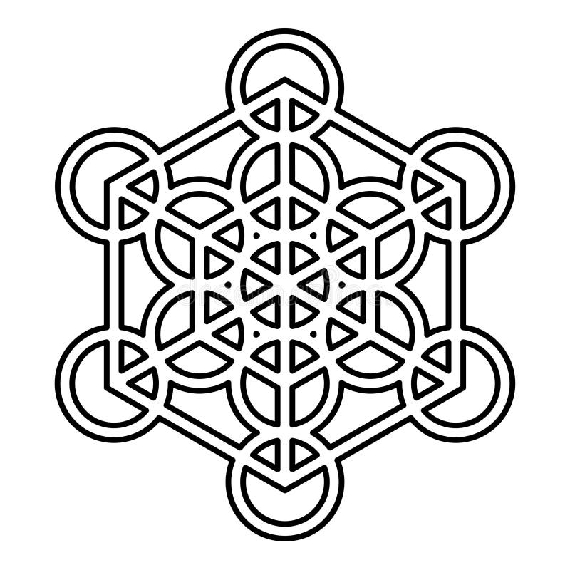 Metatron Cube Sacred Geometry Contour Outline Line Icon Black Color ...