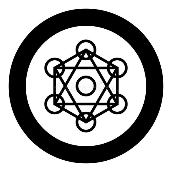 Metatron Cube Sacred Geometry Icon in Circle Round Black Color Vector ...