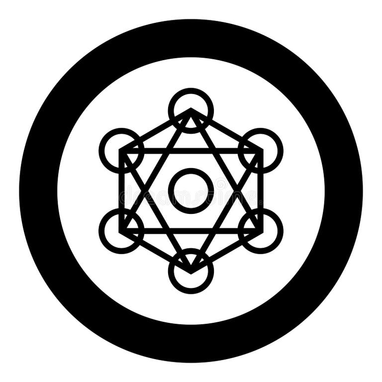 Metatron Cube Sacred Geometry Icon in Circle Round Black Color Vector ...
