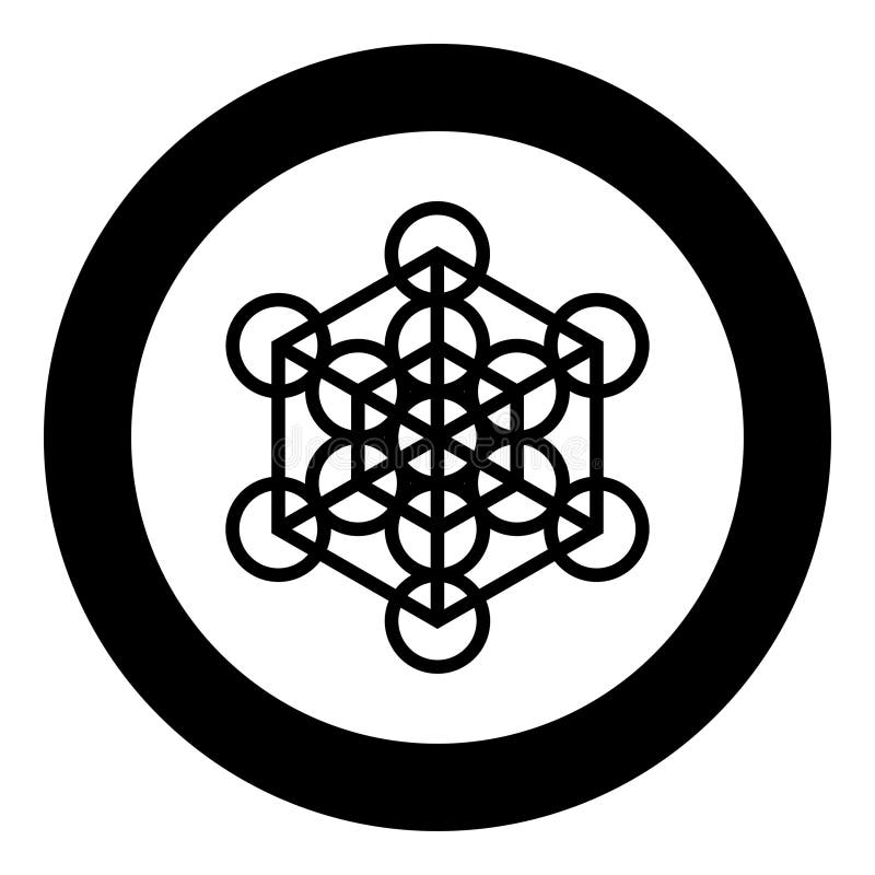 Metatron Cube Sacred Geometry Icon in Circle Round Black Color Vector ...