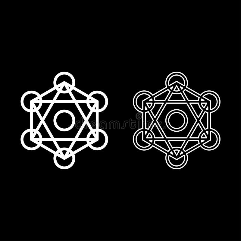 Metatron Cube Sacred Geometry Set Icon White Color Vector Illustration ...