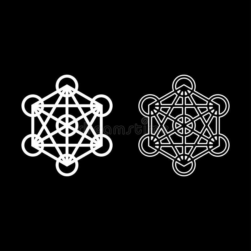 Metatron Cube Sacred Geometry Set Icon White Color Vector Illustration ...