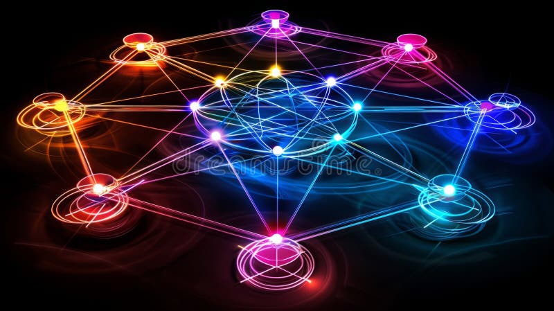 Metatron S Cube Geometric Pattern with Neon Lights, Esoteric Symbolism ...