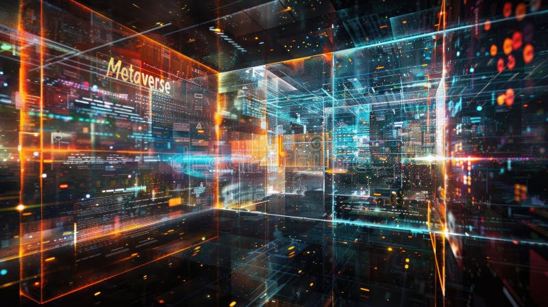 Metaverse Abstract Background, Dark Pattern of Futuristic Digital Space ...