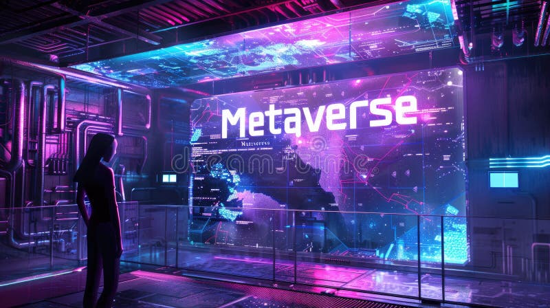 Metaverse Abstract Background, Dark Room in Futuristic Digital Space ...