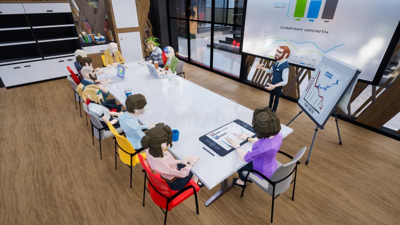 Metaverse Avatars of People Seminar Online in Virtual Worlds, 3d Render ...