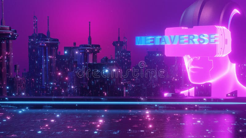 Metaverse Cosmic Banner Background 3d Render Stock Illustration ...