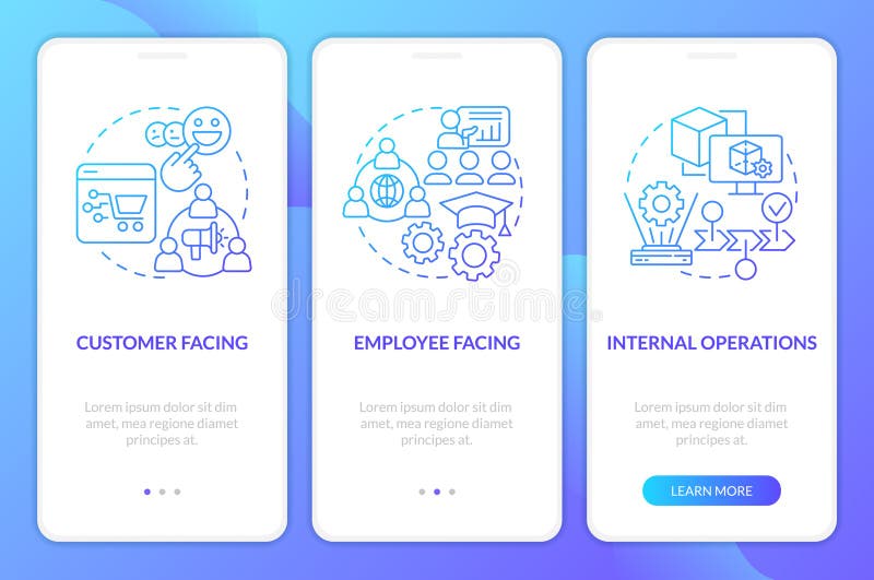 Metaverse Categories Blue Gradient Onboarding Mobile App Screen Stock
