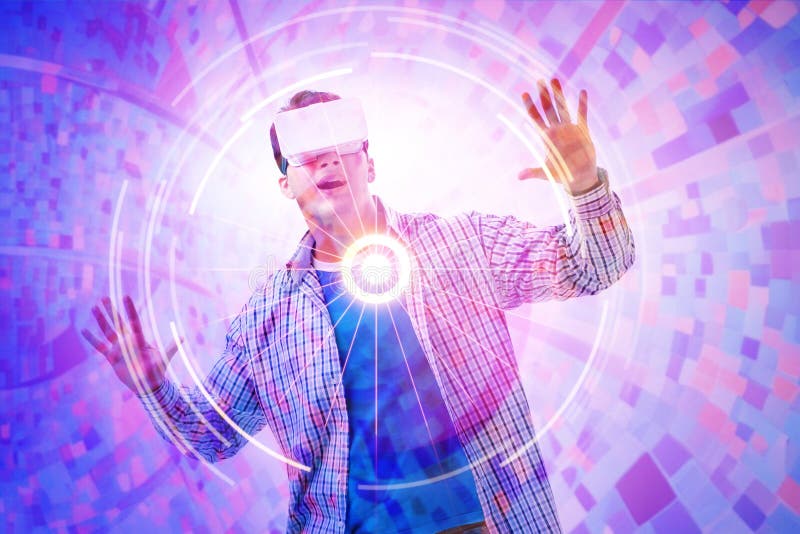 Metaverse Concept with Man and Virtual Reality Glasses Stock Photo ...