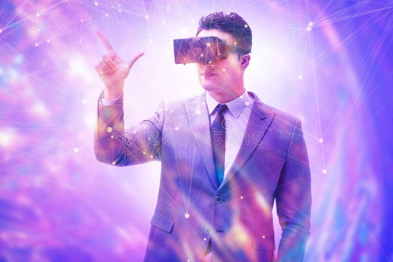 Metaverse Concept with Man and Virtual Reality Glasses Stock Photo ...