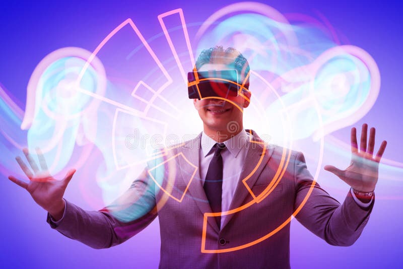 Metaverse Concept with Man and Virtual Reality Glasses Stock Image ...