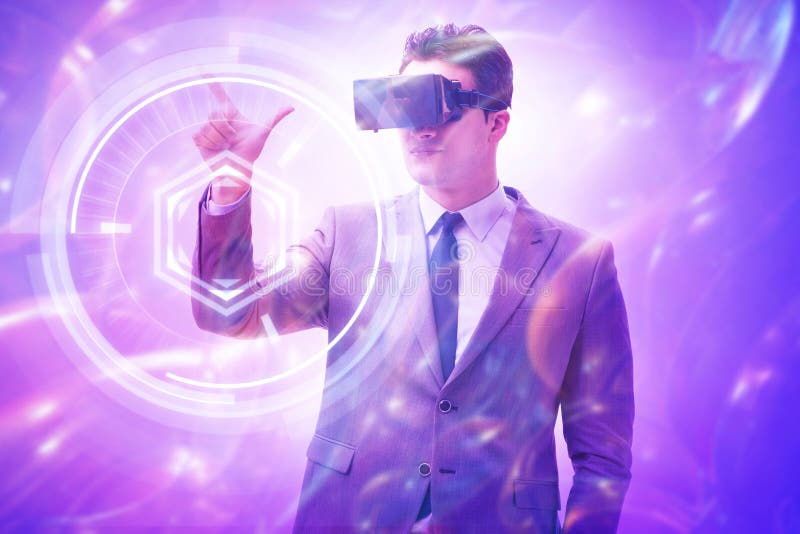 Metaverse Concept with Man and Virtual Reality Glasses Stock Image ...