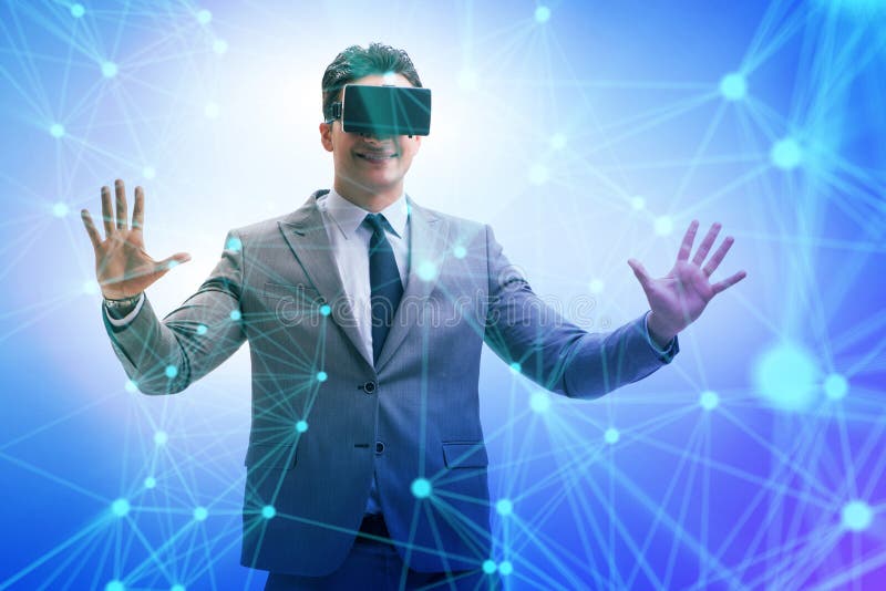 Metaverse Concept with Man and Virtual Reality Glasses Stock Photo ...