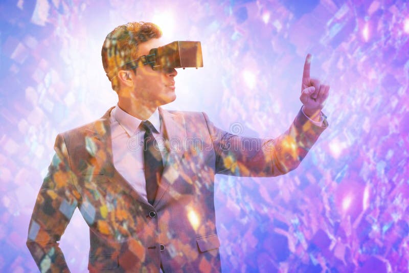 Metaverse Concept with Man and Virtual Reality Glasses Stock Photo ...