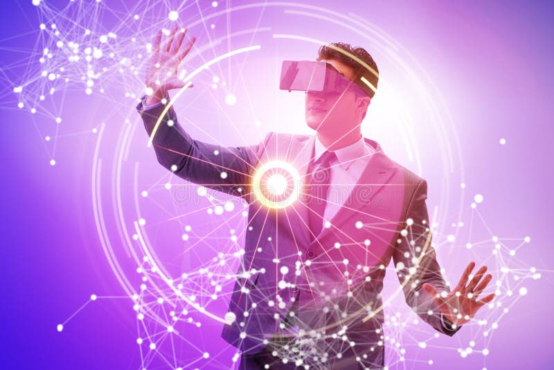 Metaverse Concept with Man and Virtual Reality Glasses Stock Photo ...