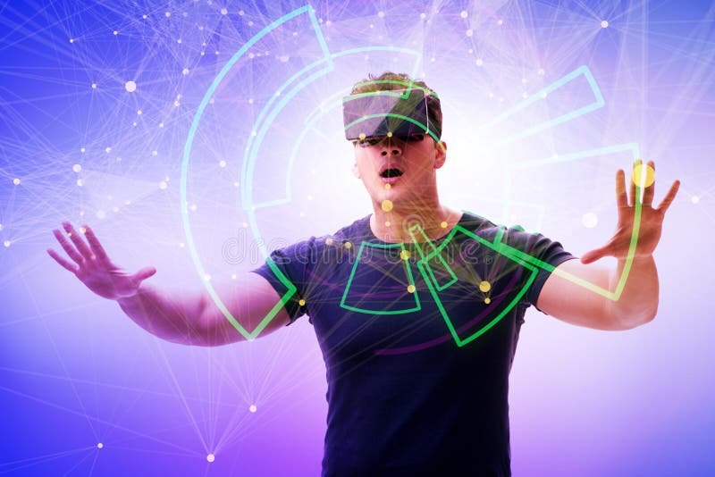 Metaverse Concept with Man and Virtual Reality Glasses Stock Photo ...