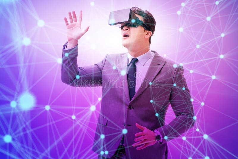 Metaverse Concept with Man and Virtual Reality Glasses Stock Image ...
