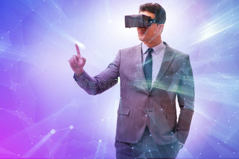 Metaverse Concept with Man and Virtual Reality Glasses Stock Photo ...