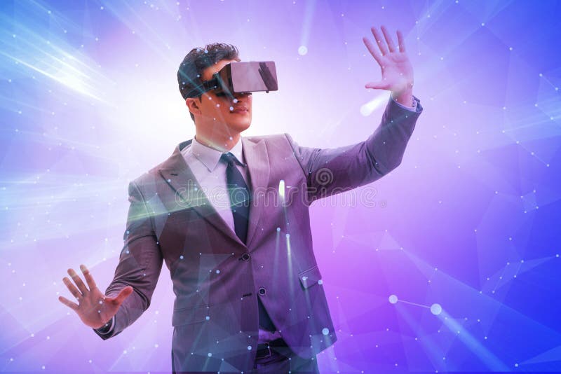 Metaverse Concept with Man and Virtual Reality Glasses Stock Photo ...