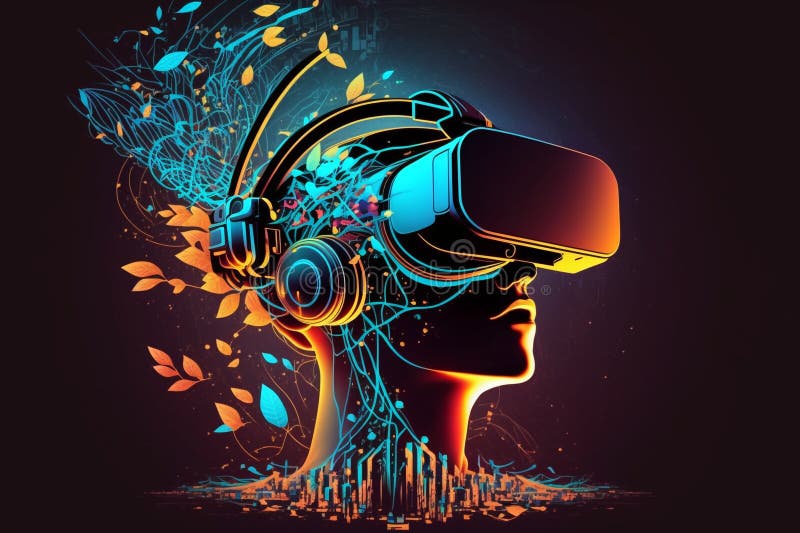 Metaverse Concept and Virtual World Elements Stock Illustration ...