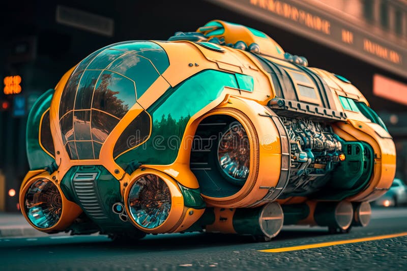 Metaverse Concepts Transport in Metaverse City. Generative AI Stock ...