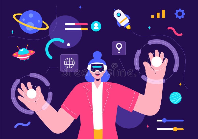 Metaverse Digital Virtual Reality Technology Vector Illustration ...