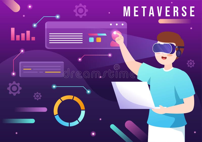 Metaverse Digital Virtual Reality Technology Wears VR Glasses for ...