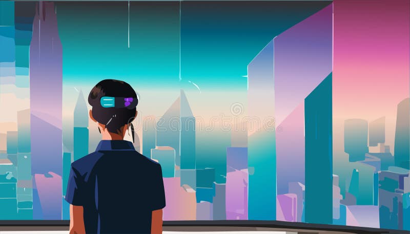 Metaverse Digital Virtual Reality Technology of a Woman with Glasses ...