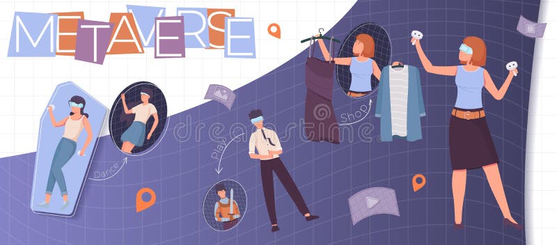 Metaverse Flat Collage stock vector. Illustration of futuristic - 268168067