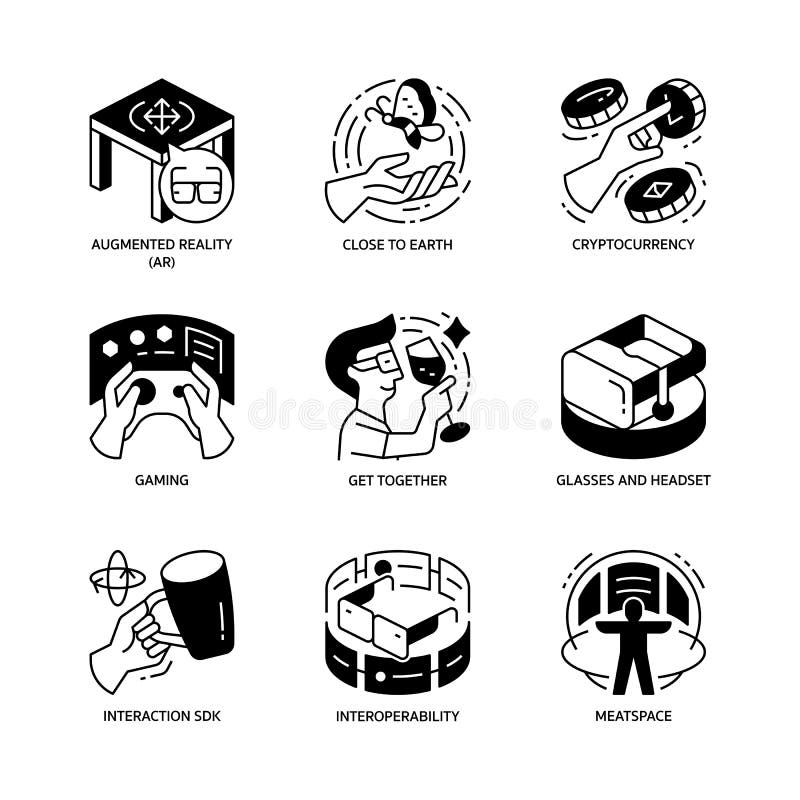 Metaverse Icons Set stock vector. Illustration of home - 249996296
