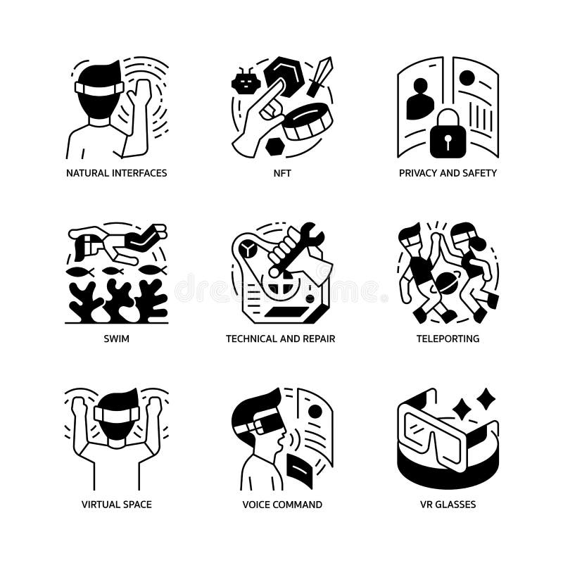 Metaverse Icons Set stock vector. Illustration of future - 249996302