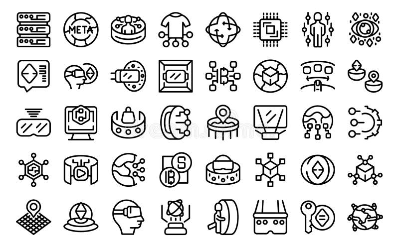 Metaverse Icons Set Outline Vector. Future People Stock Vector ...
