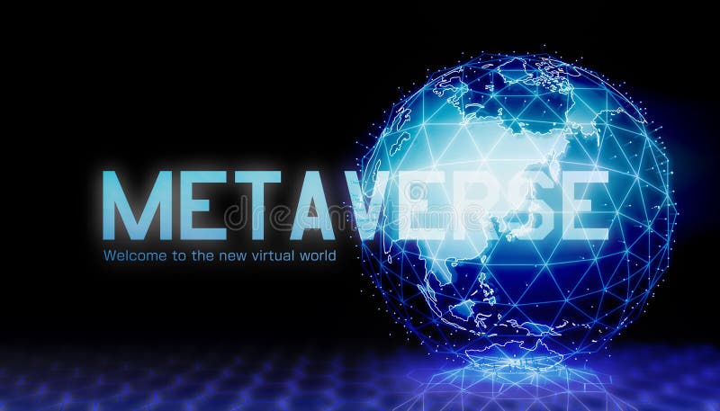 Metaverse Motif Web Banner Illustration Stock Illustration ...