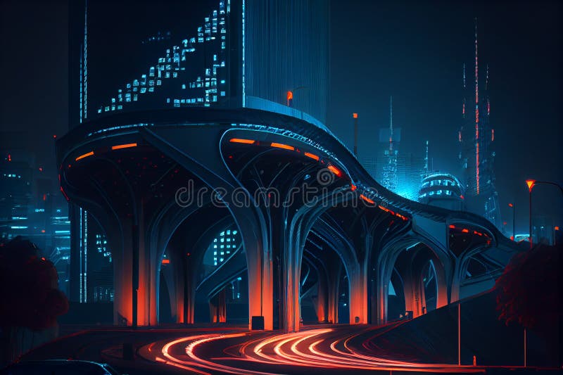 Metaverse Neon City Created with Generative Ai Stock Illustration ...