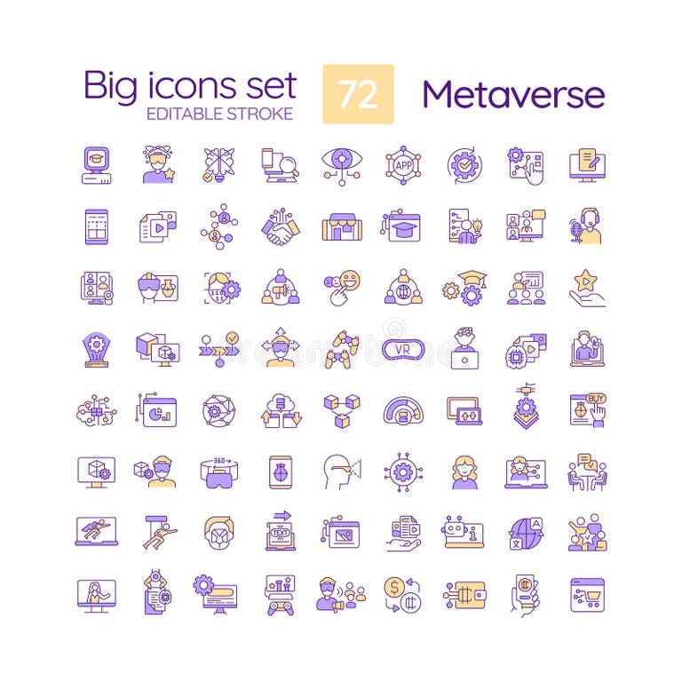 Metaverse RGB Color Icons Set Stock Vector - Illustration of virtual ...