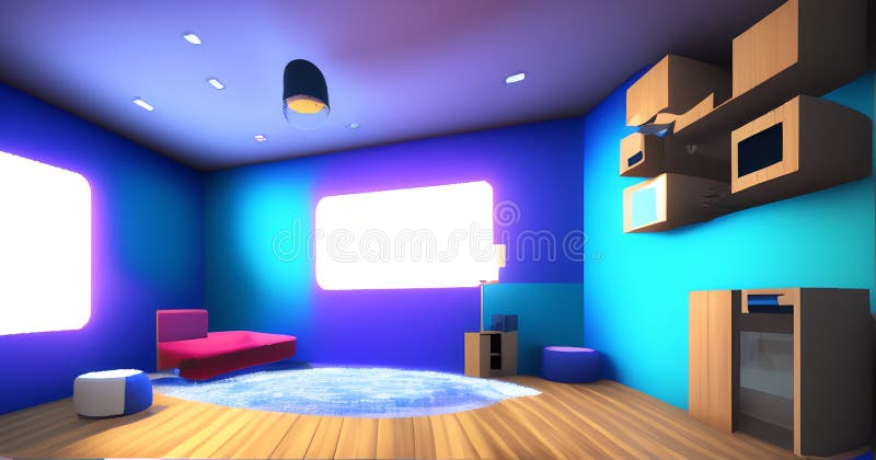 Metaverse Room, Generative AI Illustration Stock Photo - Image of ...