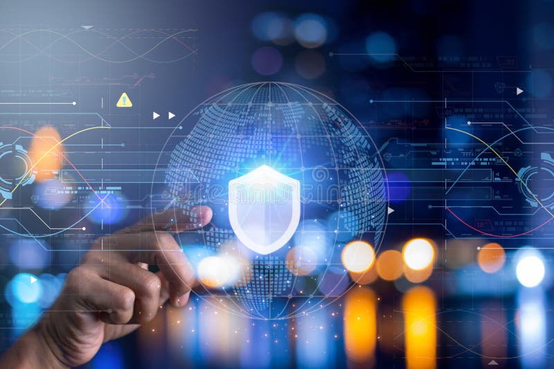 Metaverse Security Sign Touching Human Hand, Digital Futuristic World ...