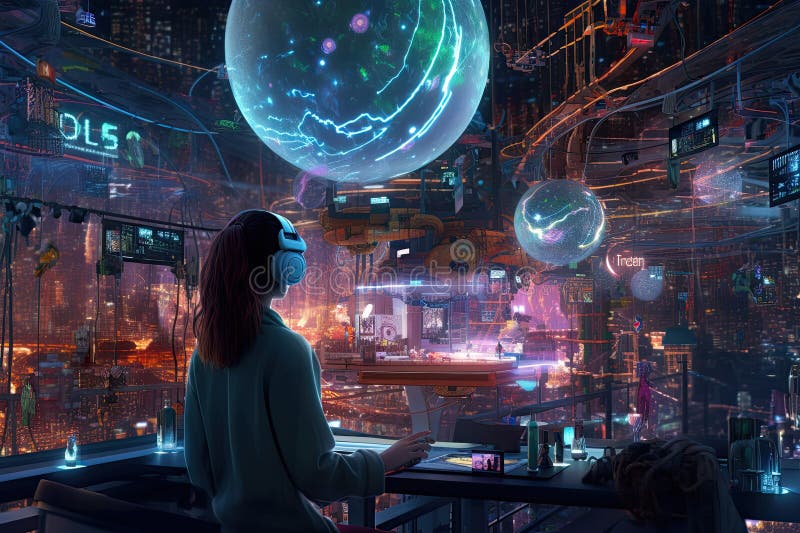 Metaverse Technology Concept VR Virtual Reality Metaverse Visualization ...