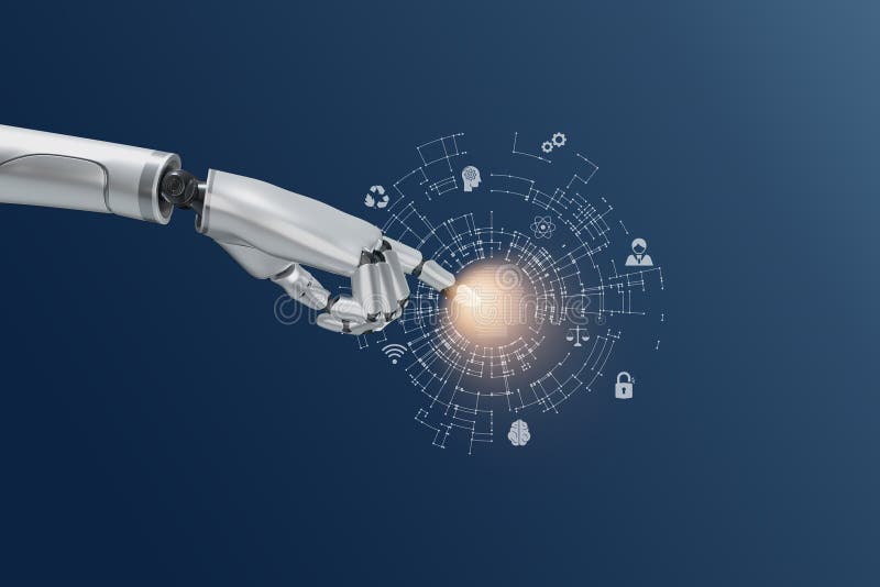 Metaverse Technology, Hand of Robot Connected on Network Metaverse ...