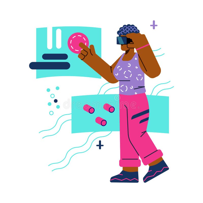 Metaverse Technology of User Interface 3D Experience, Flat Vector ...