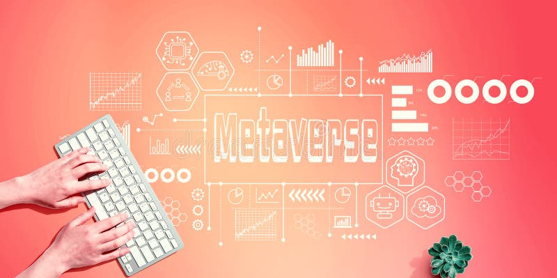 Metaverse Theme with Person Using Computer Keyboard Stock Photo - Image ...