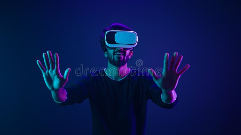 Metaverse Virtual Reality Cyberspace World Man Play Game Playing Guy ...