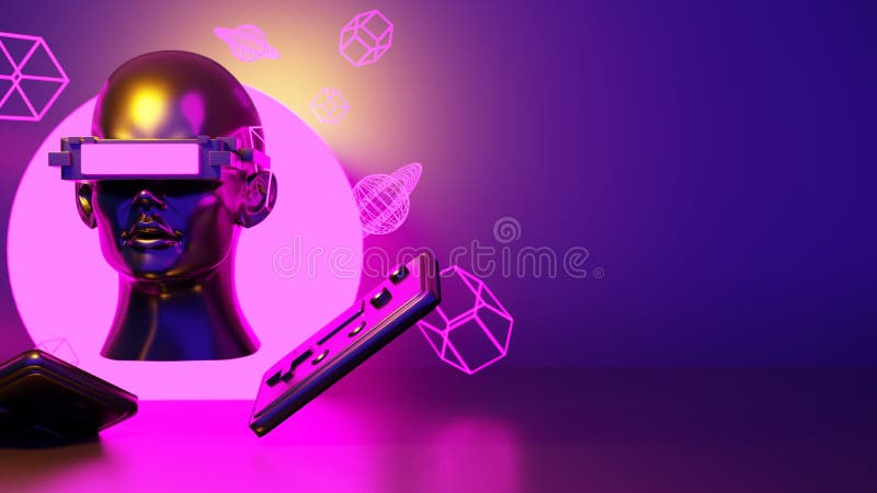 Metaverse Vr World Simulation Gaming Cyberpunk Style, Digital Robot Ai ...